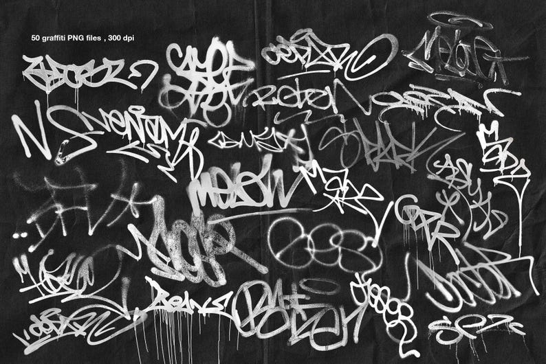 Graffiti & Torn Paper PNG Bundle - 65 Spray Paint Elements, Ripped ...