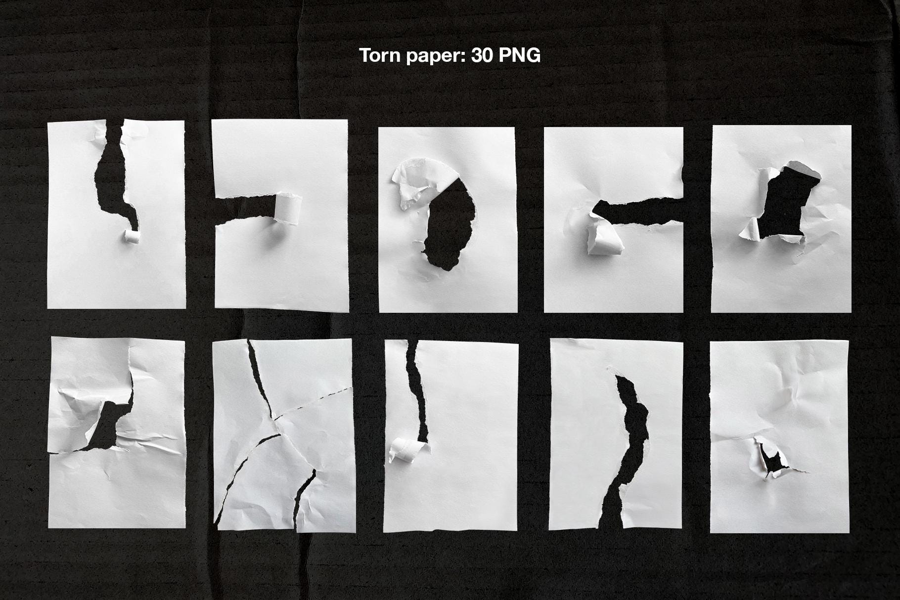 Torn Paper Bundle: 85 PNG, PSD Ripped Paper, Knife Cuts, Scratches ...