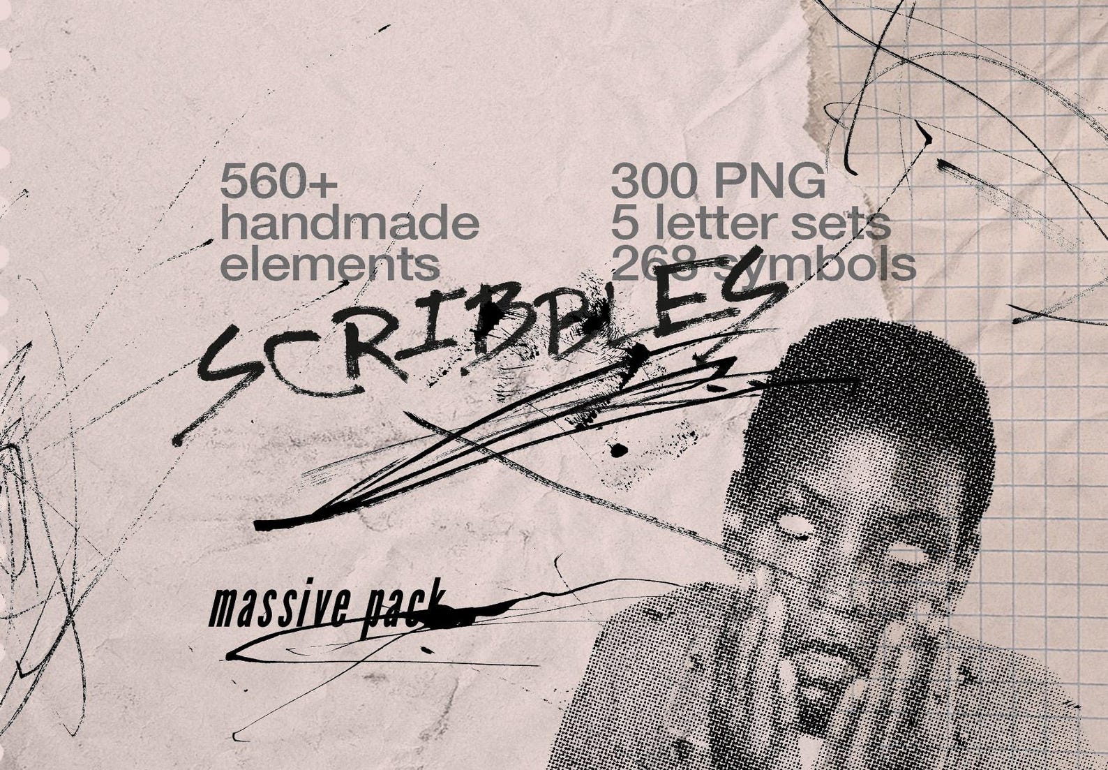 Scribble PNG Bundle - 560+ Hand-drawn Lines, Shapes, Letters, Grunge ...