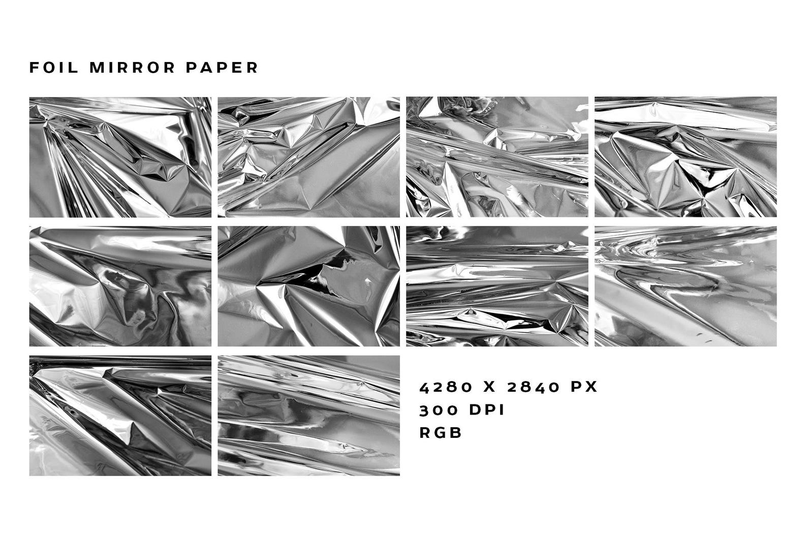 Foil Mirror Paper Textures – 50 JPG Metallic Silver Backgrounds ...