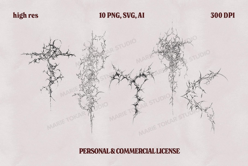 Cyber Sigilism PNG SVG AI Bundle, Abstract Thorn Sigils, Dark Gothic ...