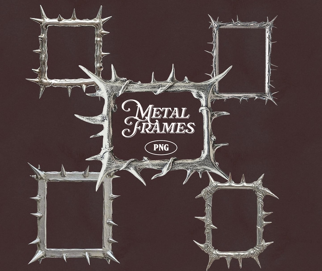 Metal Thorn Frames PNG Set, Gothic Spiked Frames Clipart, Dark Fantasy ...
