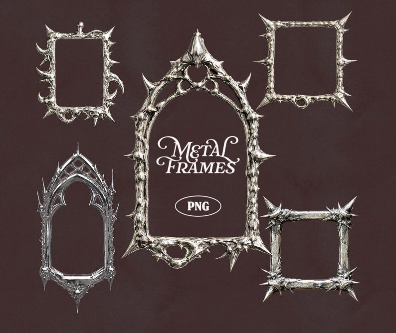 Metal Frame PNG Gothic Frame Clipart Spiked Silver Chrome Frames Dark ...