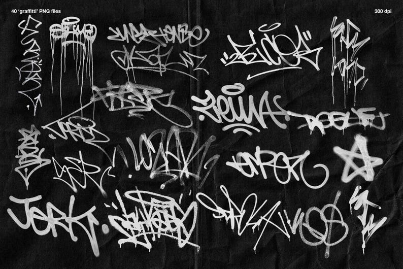 Graffiti & Torn Paper PNG Bundle - 65 Spray Paint Elements, Ripped ...