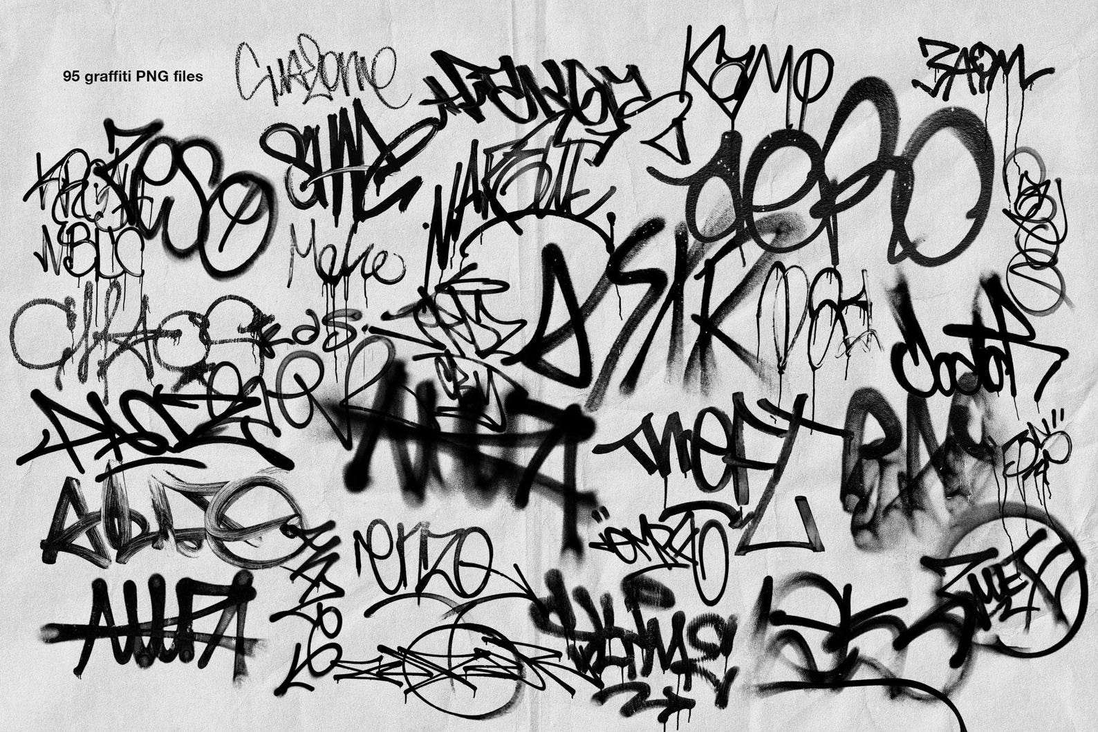 Graffiti & Torn Paper PNG Bundle - 240 Spray Paint Elements, Ripped ...