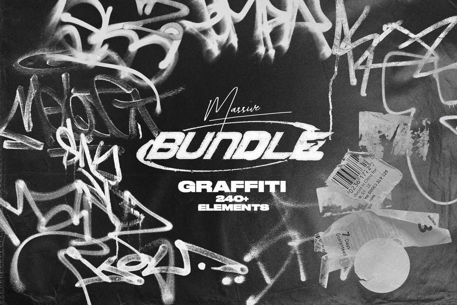 Graffiti & Torn Paper PNG Bundle - 240 Spray Paint Elements, Ripped ...