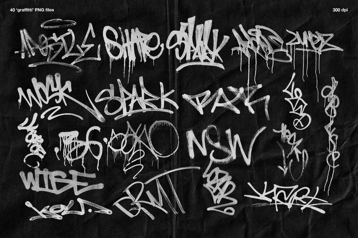 Graffiti & Torn Paper PNG Bundle - 65 Spray Paint Elements, Ripped ...