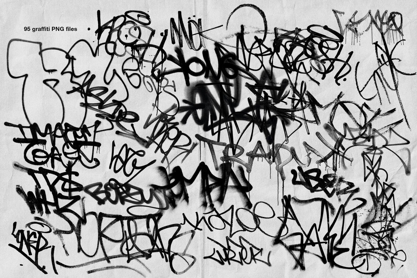 Graffiti & Torn Paper PNG Bundle - 65 Spray Paint Elements, Ripped ...