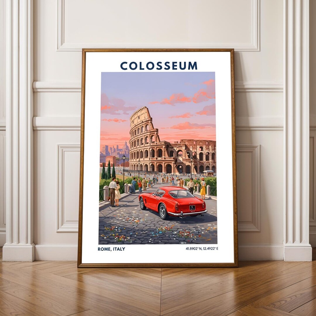 Colosseum Poster – Rome, Italy Travel Art Print – Vintage Style Wall ...