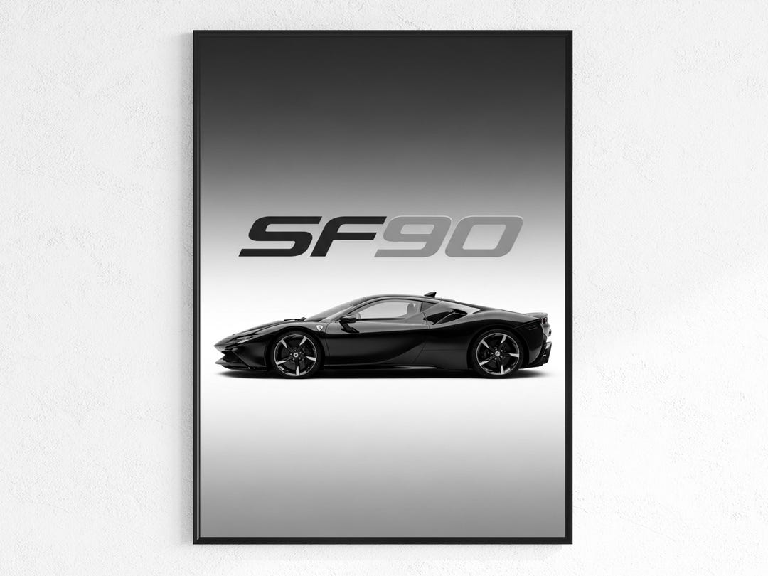 Ferrari SF90 Stradale Poster: Black Supercar Wall Art Print - Etsy