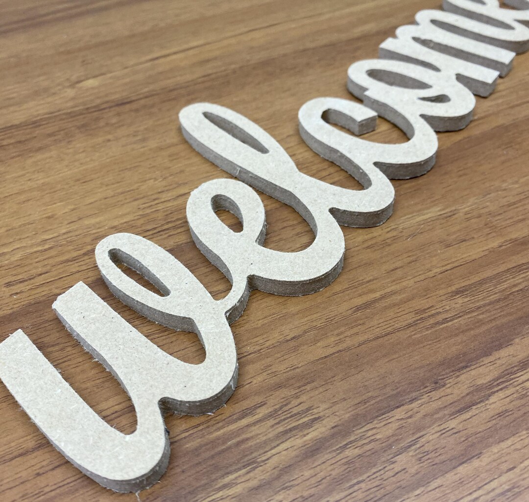 Welcome Wood Cut Out, Laser Cut Outs, Unfinished Wooden Cut Out Word ...