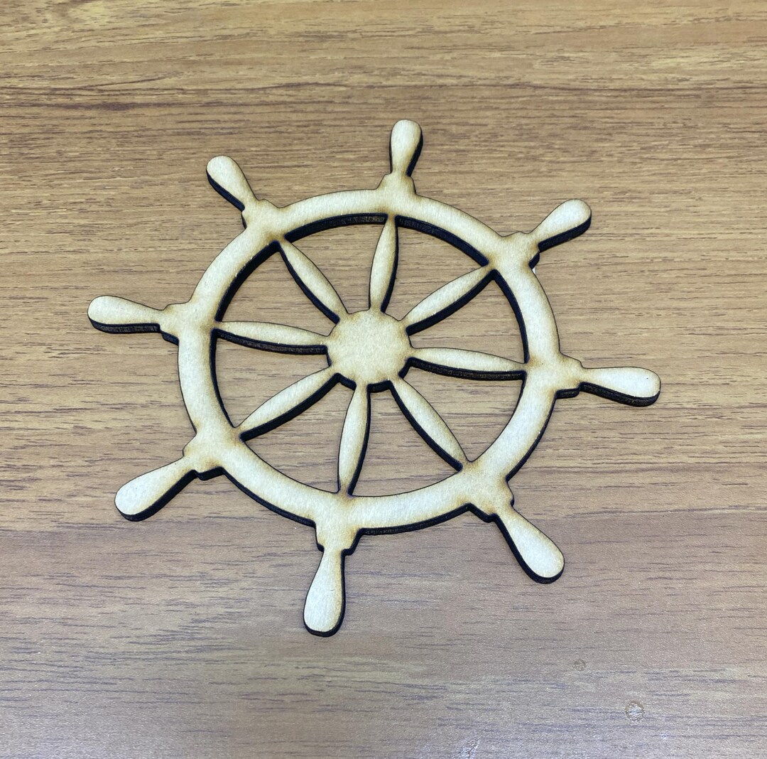Captain Wheel Wood Cut Out, Laser Cut Out, Unfinished Wooden Cut Out ...
