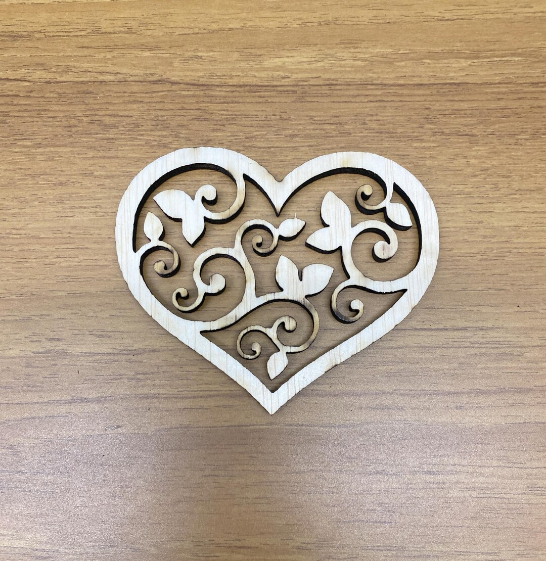 Fancy Heart Shape, Laser Cut Outs, Unfinished Wooden Cut Out Shapes ...