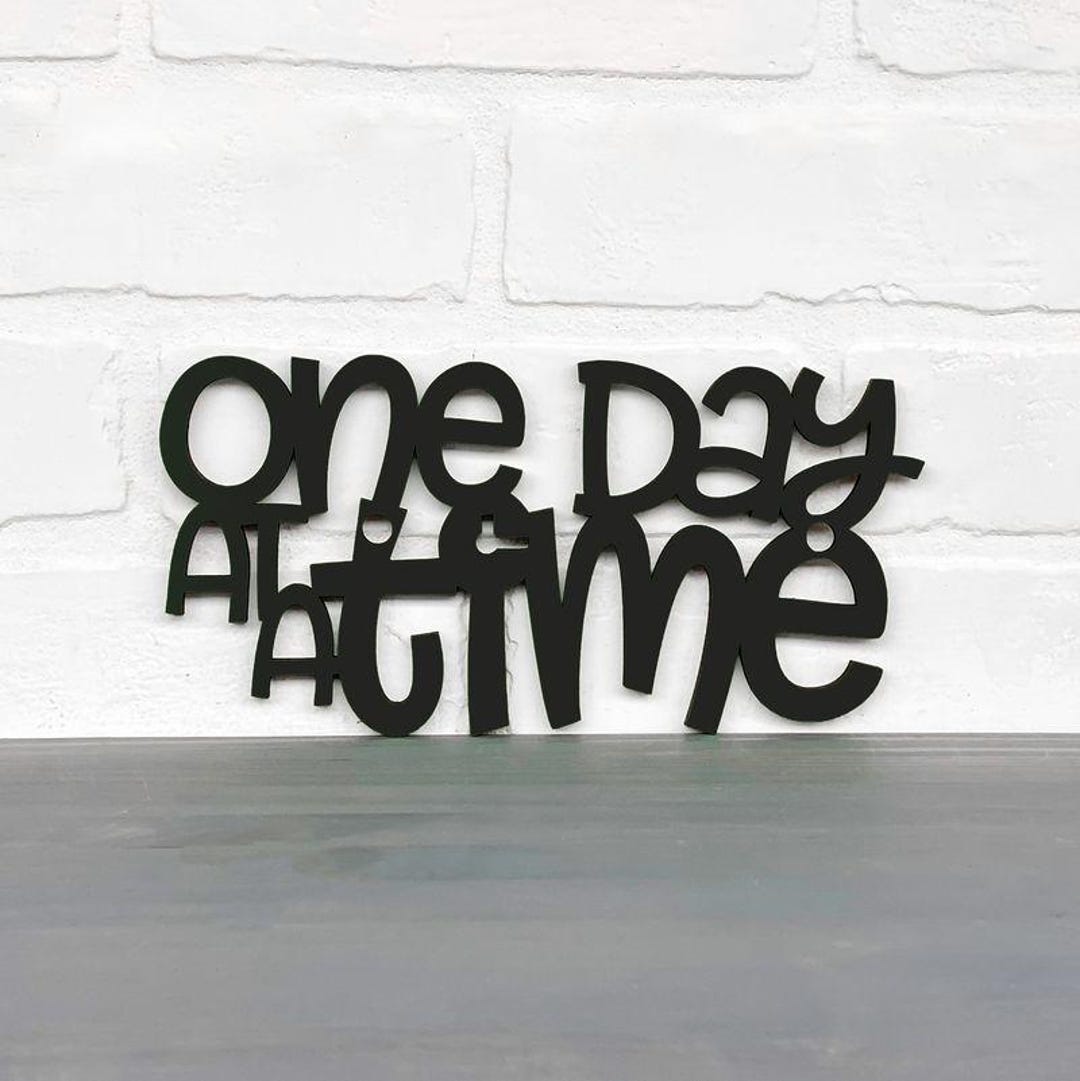 One Day at A Time Sign, Mental Health Awareness Wood Carving Wall Art ...