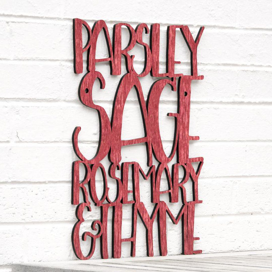 Parsley Sage Rosemary Thyme Kitchen Wall Decor, Wooden Kitchen Herb ...