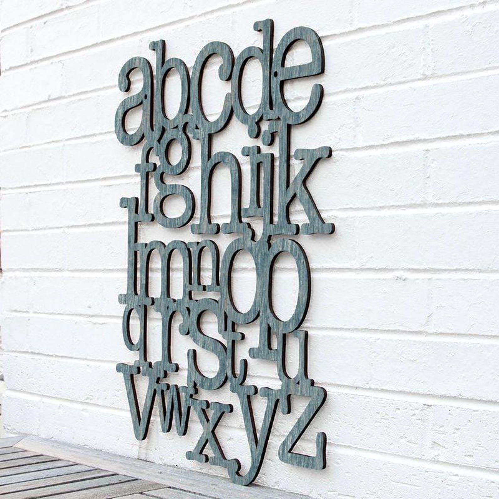 Alphabet Wall Art Carved Wood Signs, ABC Sign Teacher Classroom Decor ...