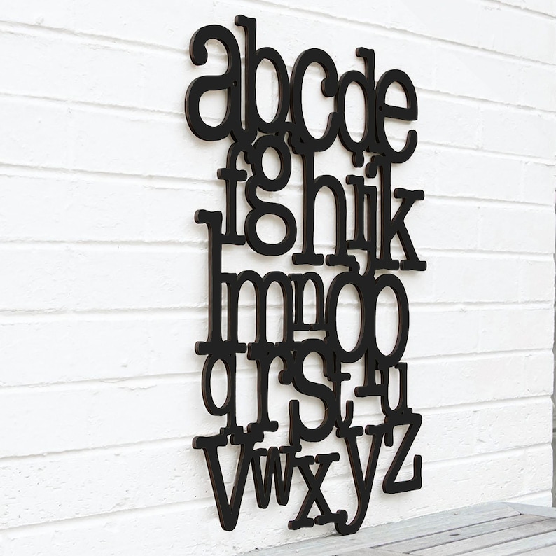 Alphabet Wall Art Carved Wood Signs, ABC Sign Teacher Classroom Decor ...