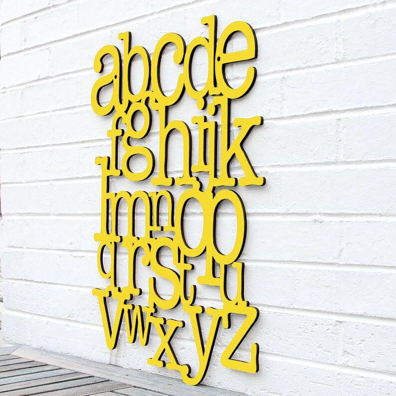 Alphabet Wall Art Carved Wood Signs, ABC Sign Teacher Classroom Decor ...