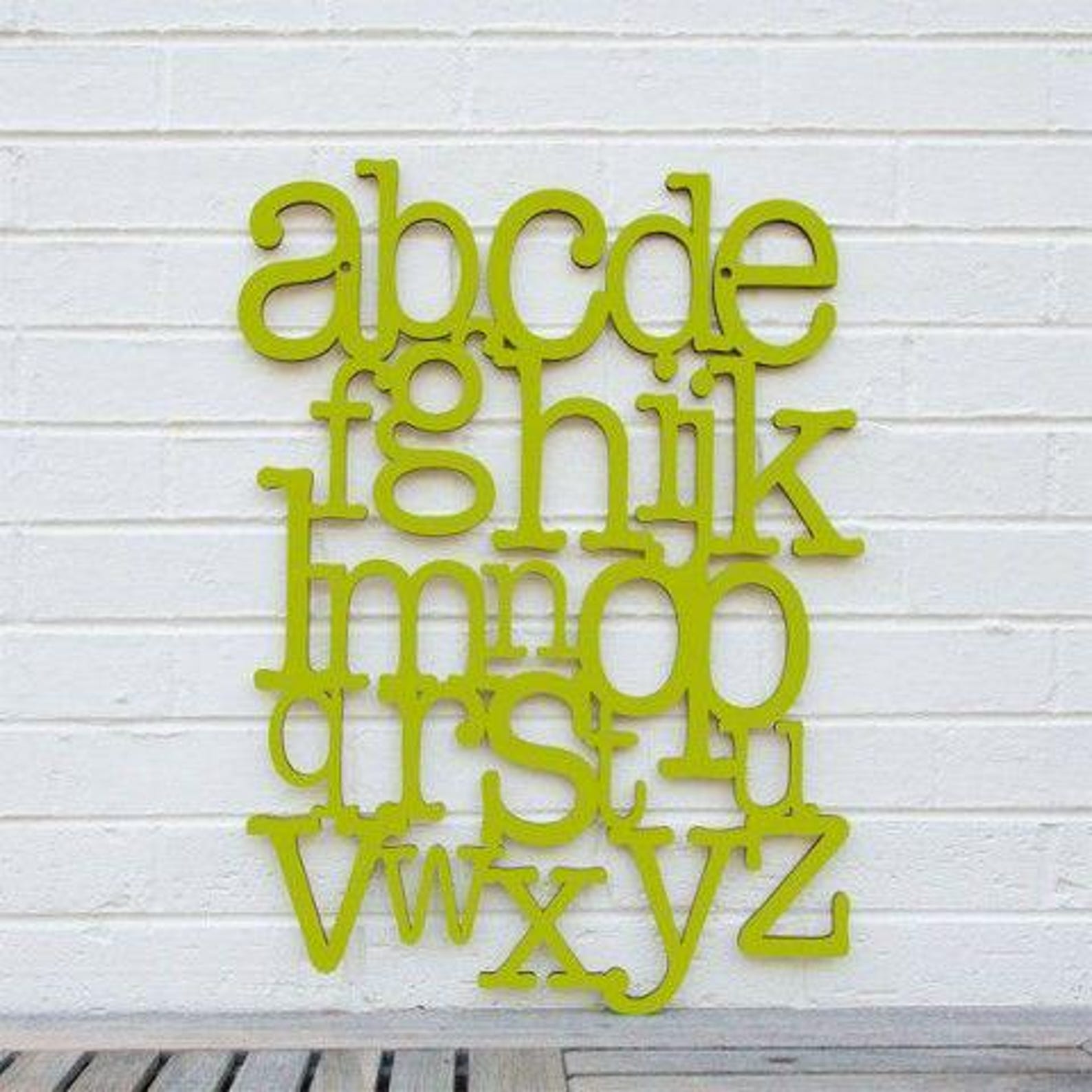Alphabet Wall Art Carved Wood Signs, ABC Sign Teacher Classroom Decor ...