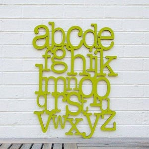 Alphabet Wall Art Carved Wood Signs, ABC Sign Teacher Classroom Decor ...
