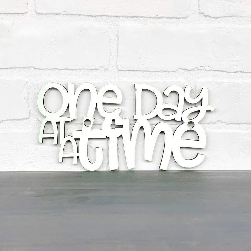 One Day at A Time Sign, Mental Health Awareness Wood Carving Wall Art ...