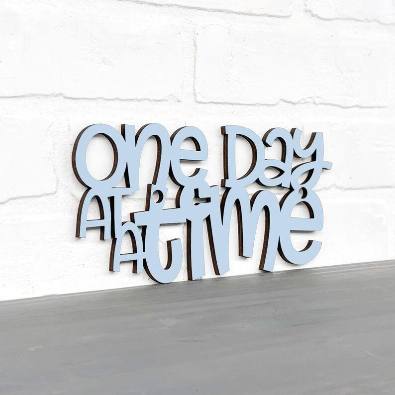 One Day at A Time Sign, Mental Health Awareness Wood Carving Wall Art ...