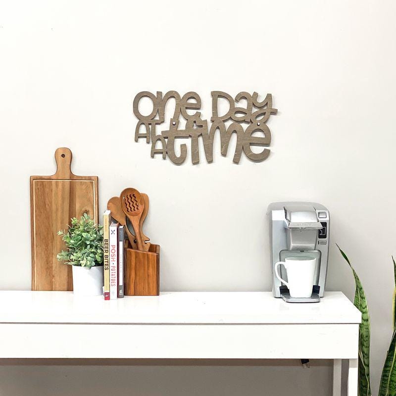 One Day at A Time Sign, Mental Health Awareness Wood Carving Wall Art ...