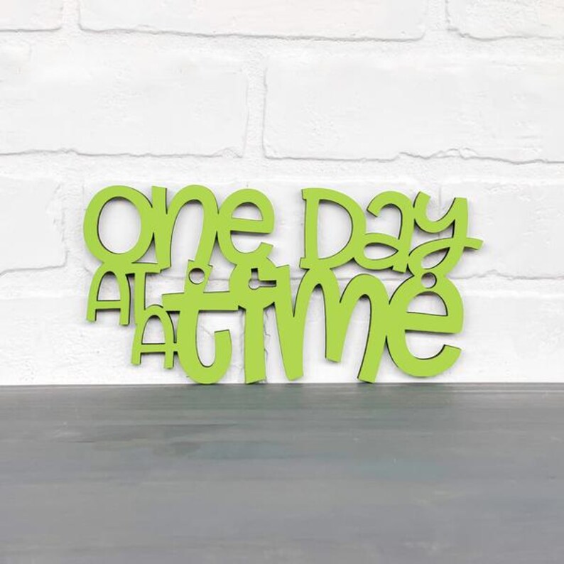 One Day at A Time Sign, Mental Health Awareness Wood Carving Wall Art ...