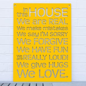 House Rules Carved Wood Wall Art Sign, Say Sorry Make Mistakes Be Real ...
