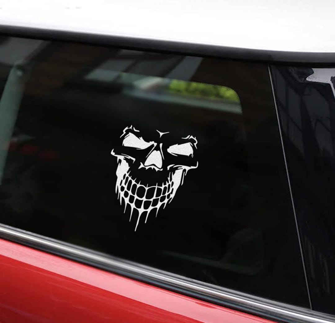 Mean Looking Skull Vinyl Sticker 5x6 Inch - Etsy