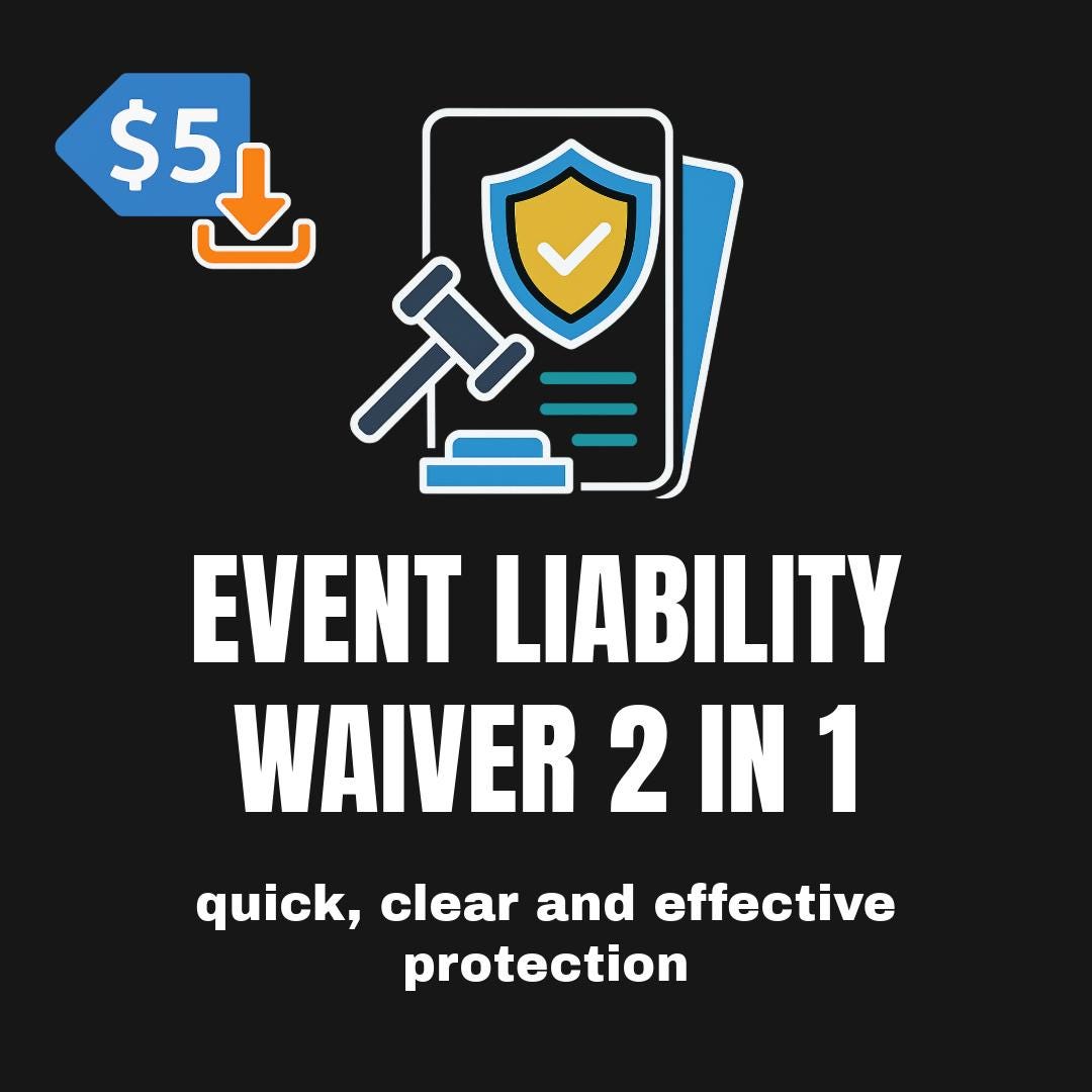 Event Liability Waiver and Release Agreement 2 IN 1 - Etsy