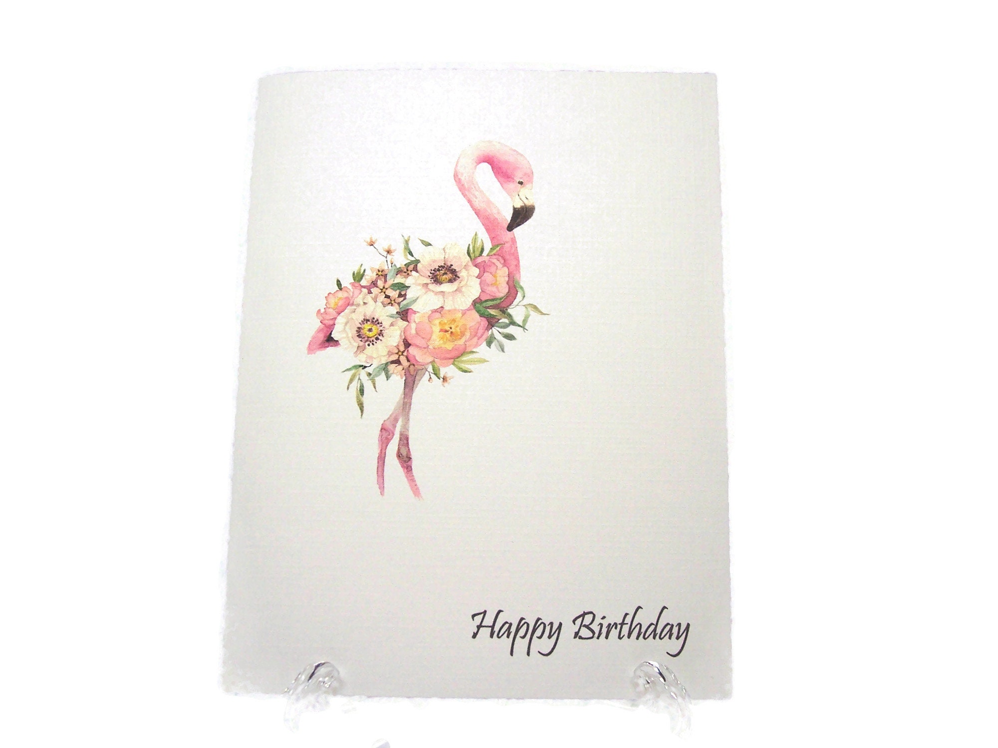 Flamingo Happy Birthday Get Well Soon Thank You Greeting - Etsy