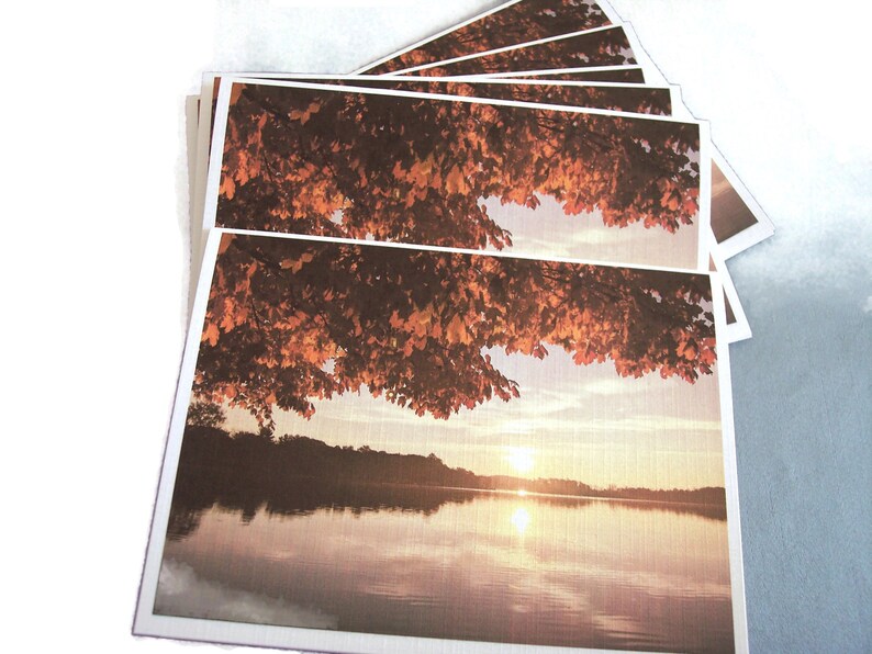 Sunset at the Lake. Six Blank Inside Note Cards Printed on Quality 80 ...