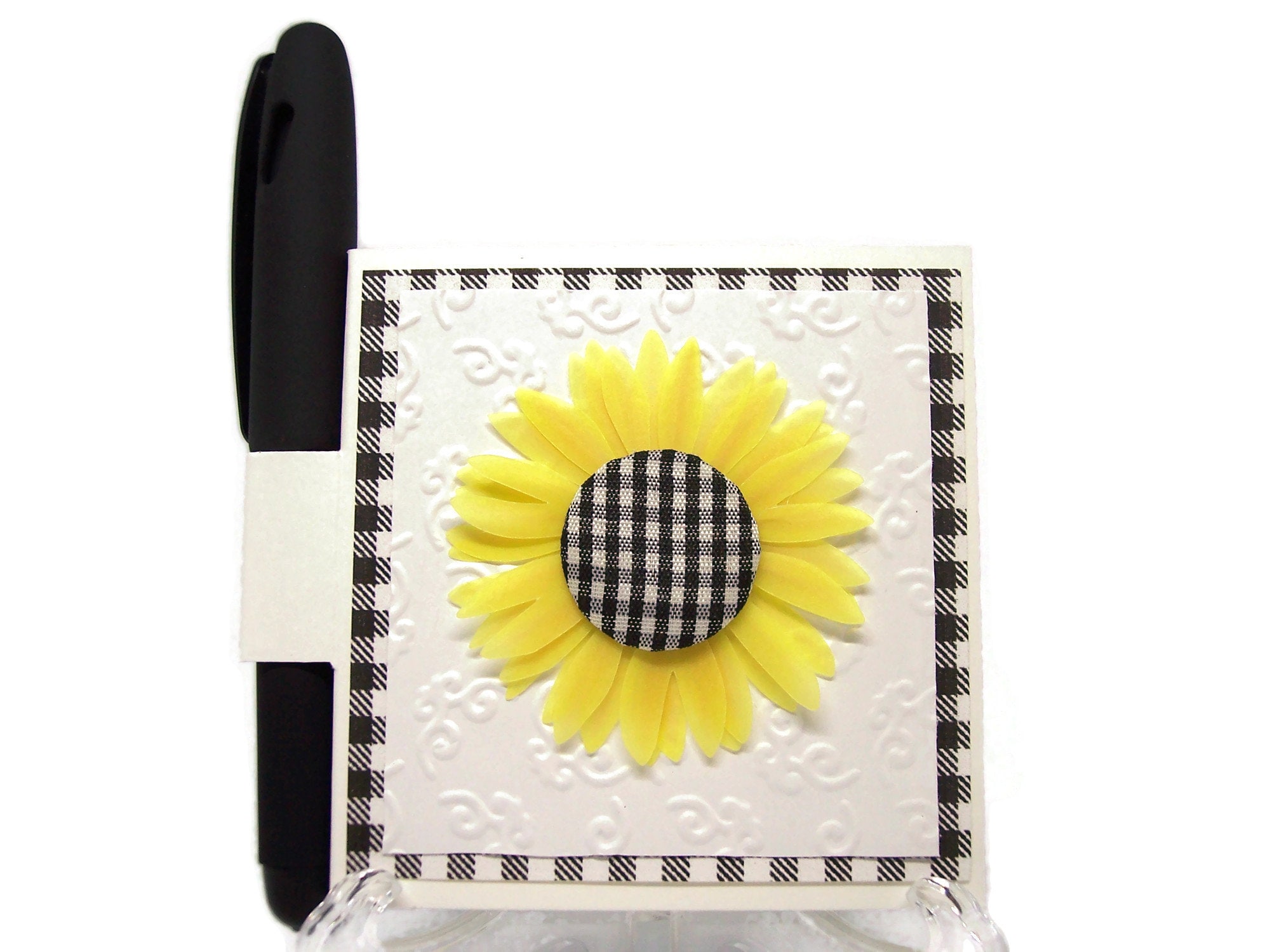 Sunflower Sticky Note Holder With Gel Pen on Black and White - Etsy