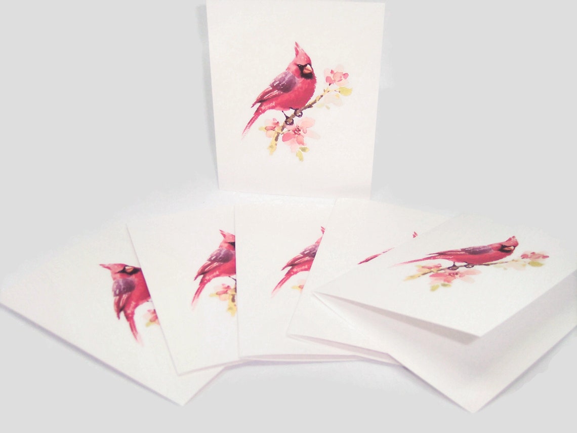 Cardinal Note Cards Set of Six. Blank Inside. Printed on Quality Linen ...