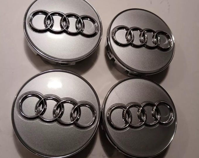 Floating Wheel Center Caps for Audi – Silver Chrome 61mm | Set of 4 ...