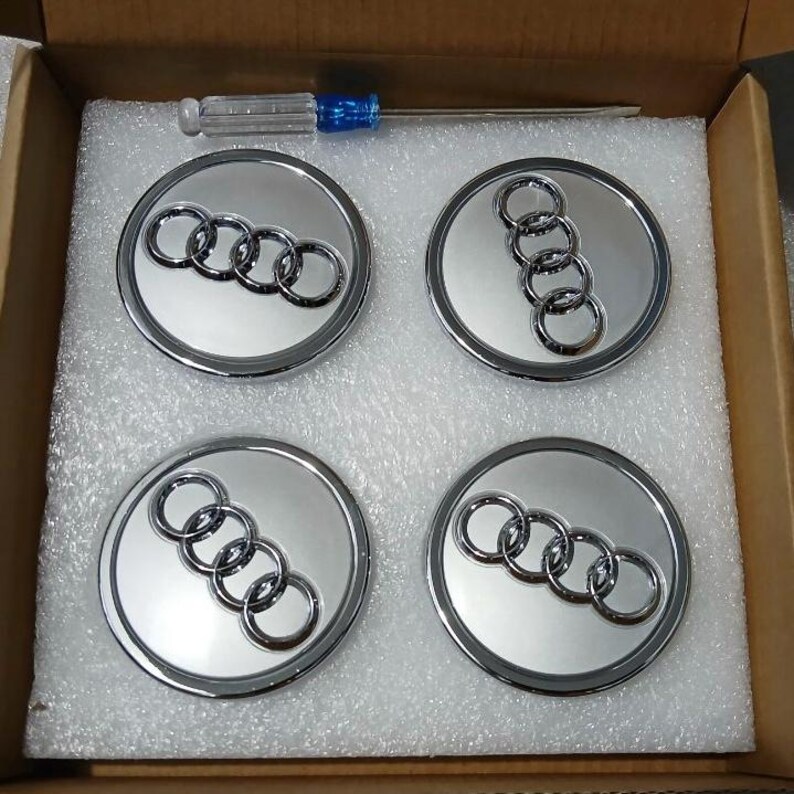 LED Floating Wheel Center Caps for Audi – Blue Grey Chrome | Set of 4 ...