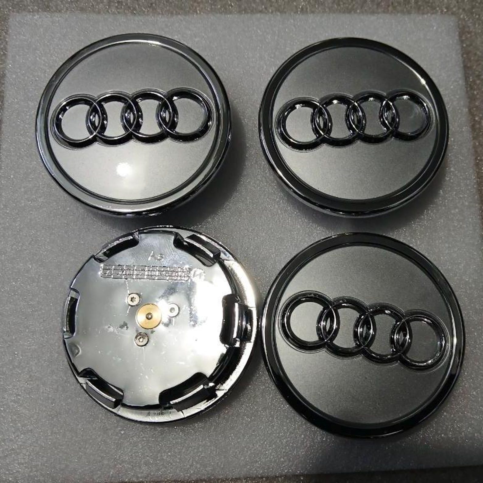 LED Floating Wheel Center Caps for Audi – Blue Grey Chrome | Set of 4 ...
