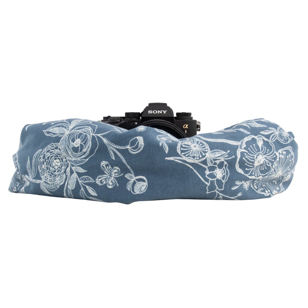 Floral Blue Camera Strap Scarf With Pocket, USA Made - Etsy