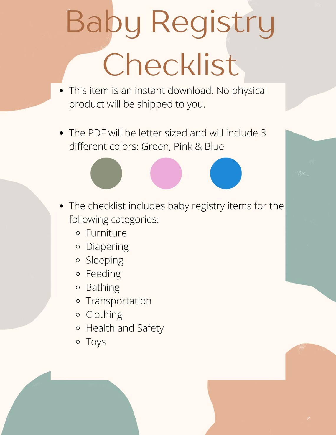 Digital Baby Registry Checklist for Breastfeeding Printable, Newborn ...