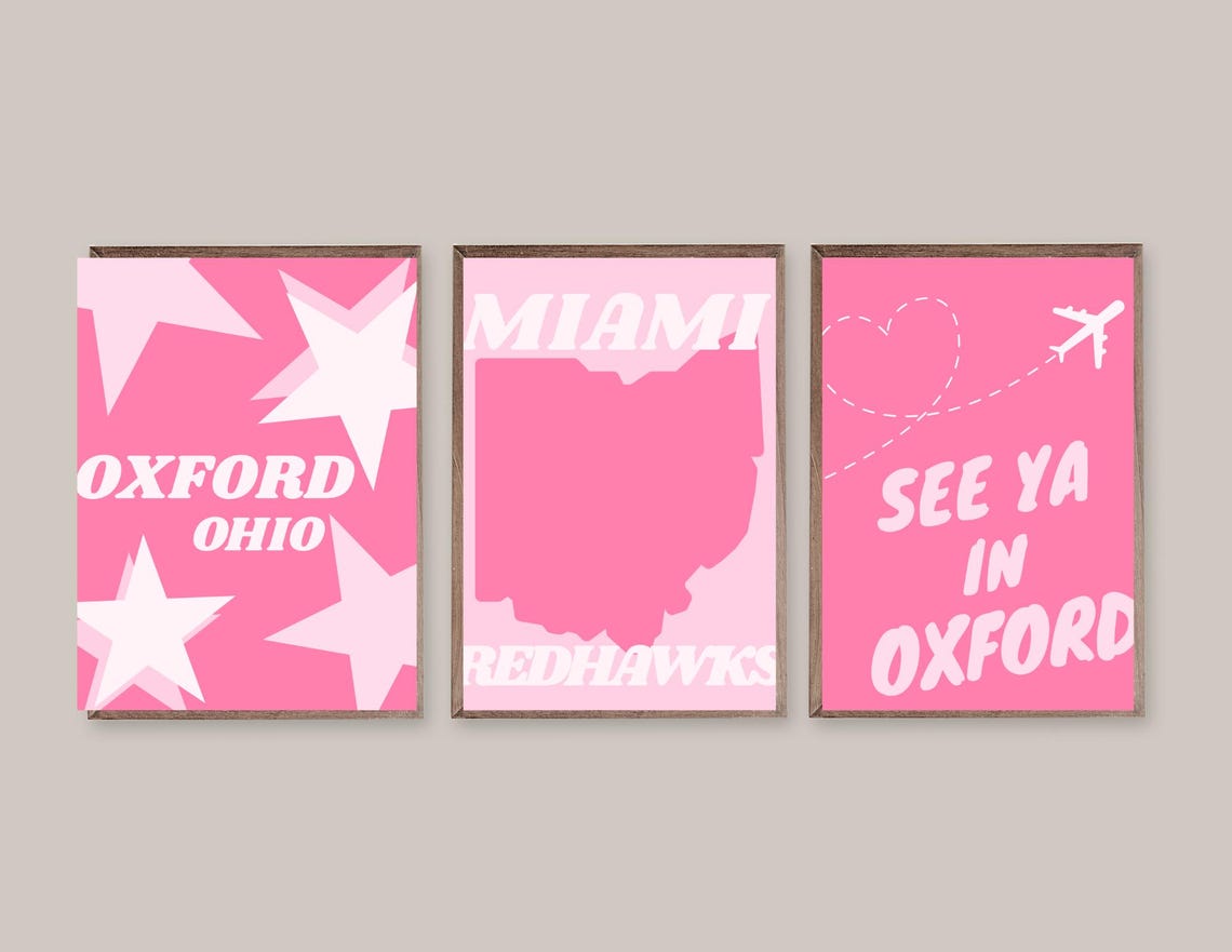 Pink Miami University Prints | Miami University Oxford Ohio | Dorm Room ...