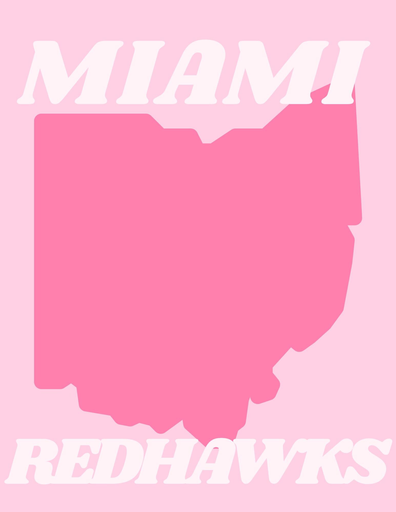 Pink Miami University Prints | Miami University Oxford Ohio | Dorm Room ...