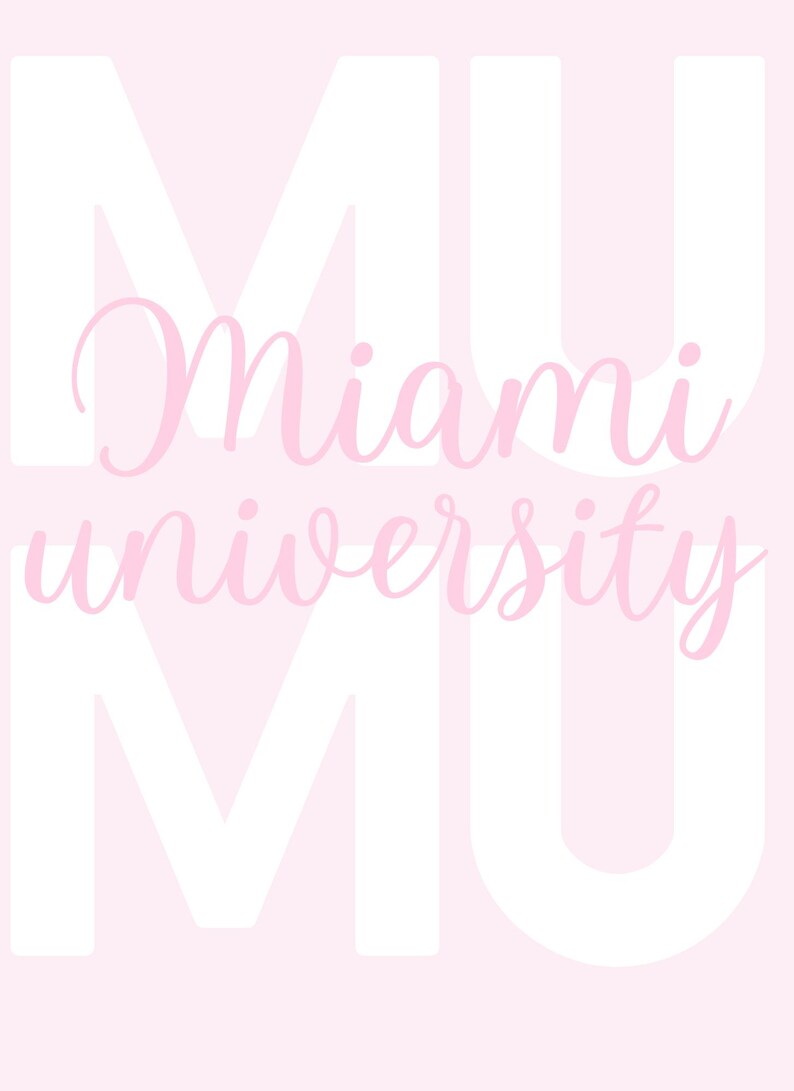 Miami University Light Pink College Dorm Room Wall Prints - Etsy