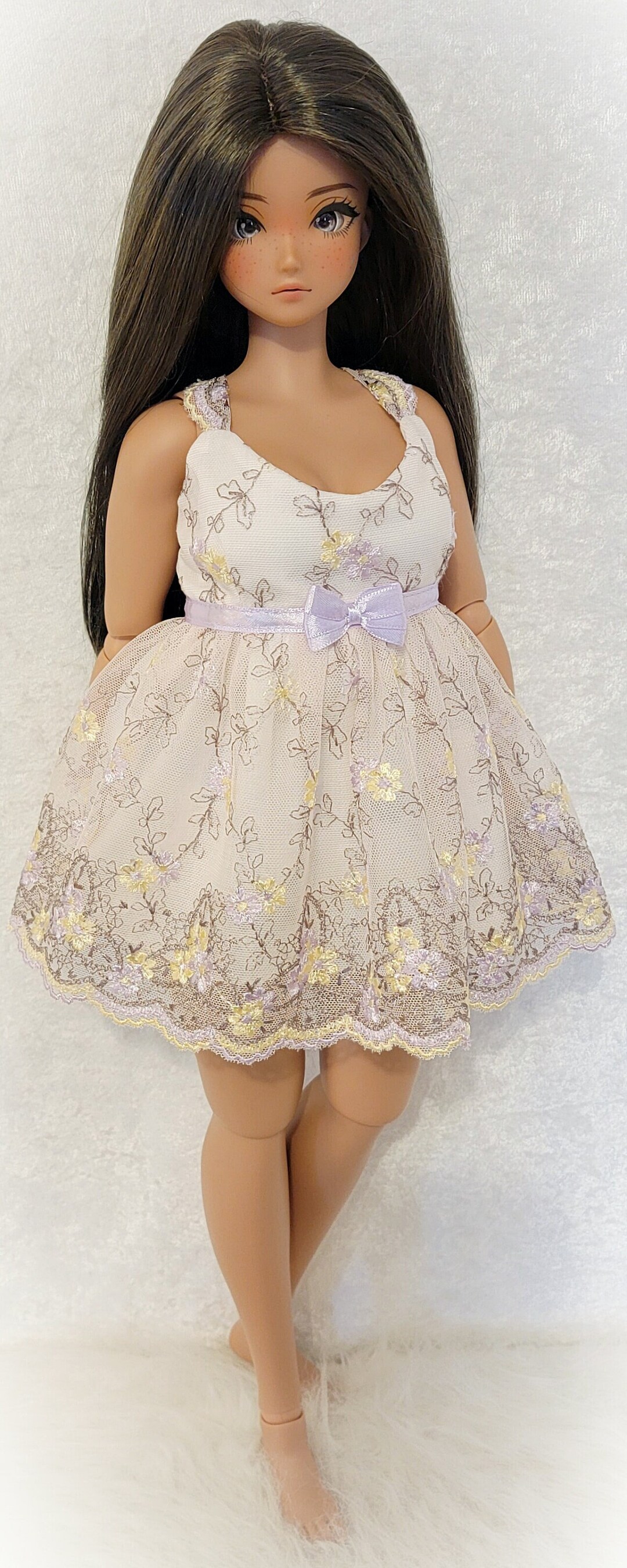 Ivory, Lavender, Yellow and Chocolate Embroidered Lace Dress and Bikini ...