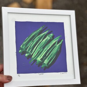 Okra Linocut Block Print Original Art Kitchen Art Print - Etsy