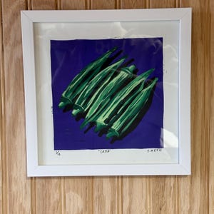 Okra Linocut Block Print Original Art Kitchen Art Print - Etsy