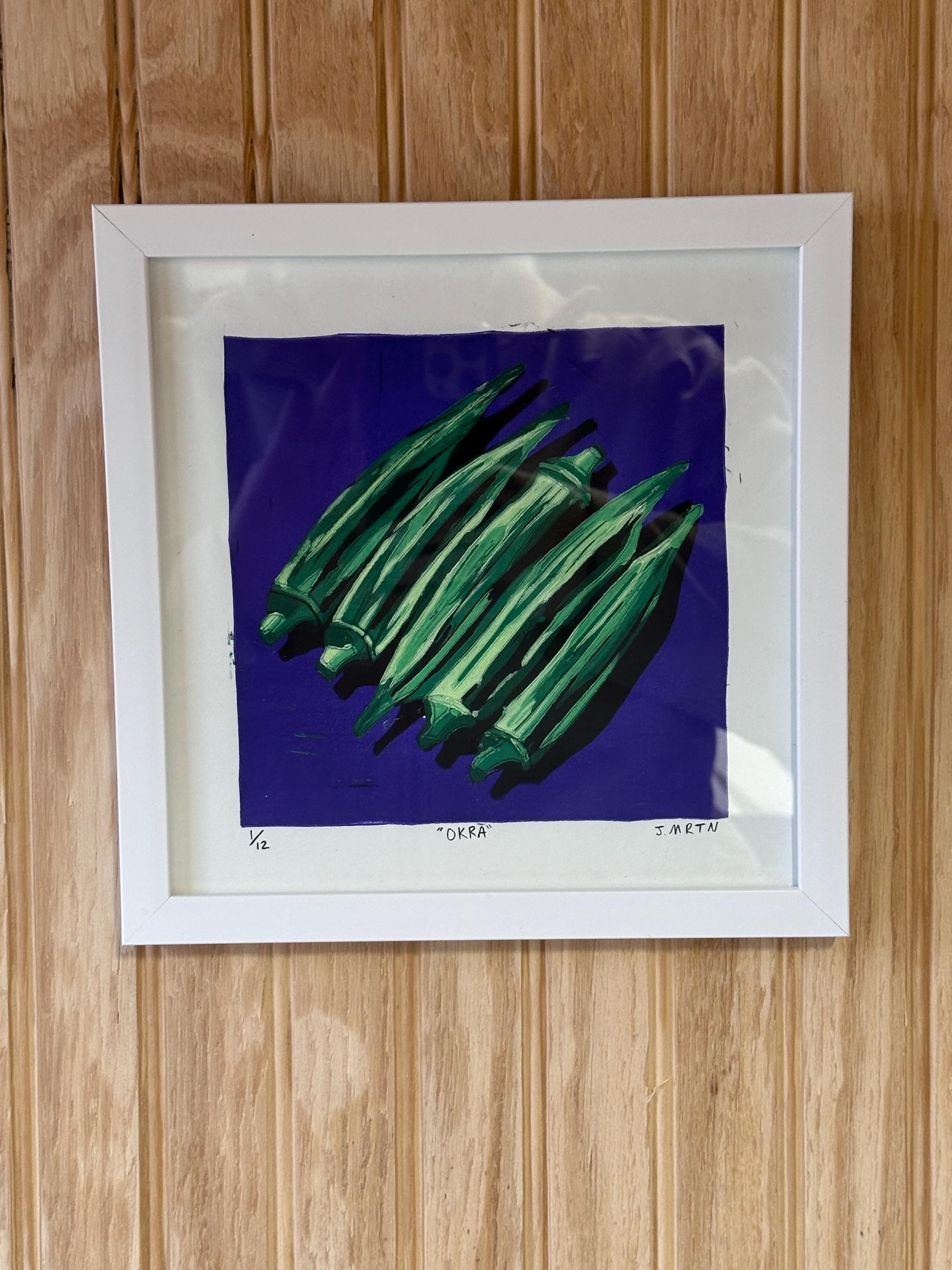 Okra Linocut Block Print Original Art Kitchen Art Print - Etsy