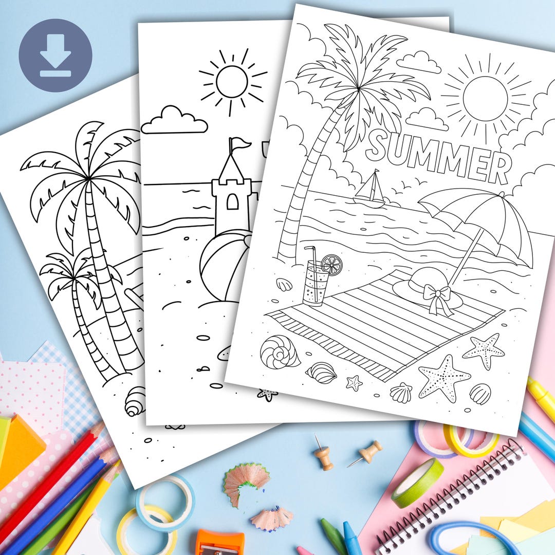 Summer Coloring Pages for Kids | Summer Camp Activities | Beach Themed ...