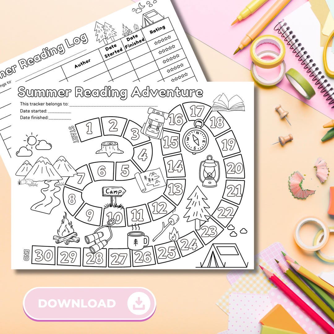Summer Reading Tracker | Printable Coloring Pages | 30-day Reading ...