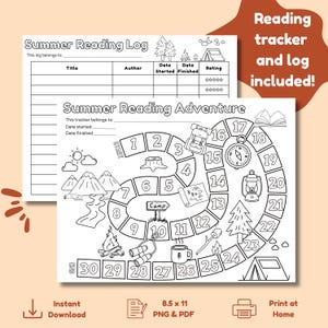 Summer Reading Tracker | Printable Coloring Pages | 30-day Reading ...